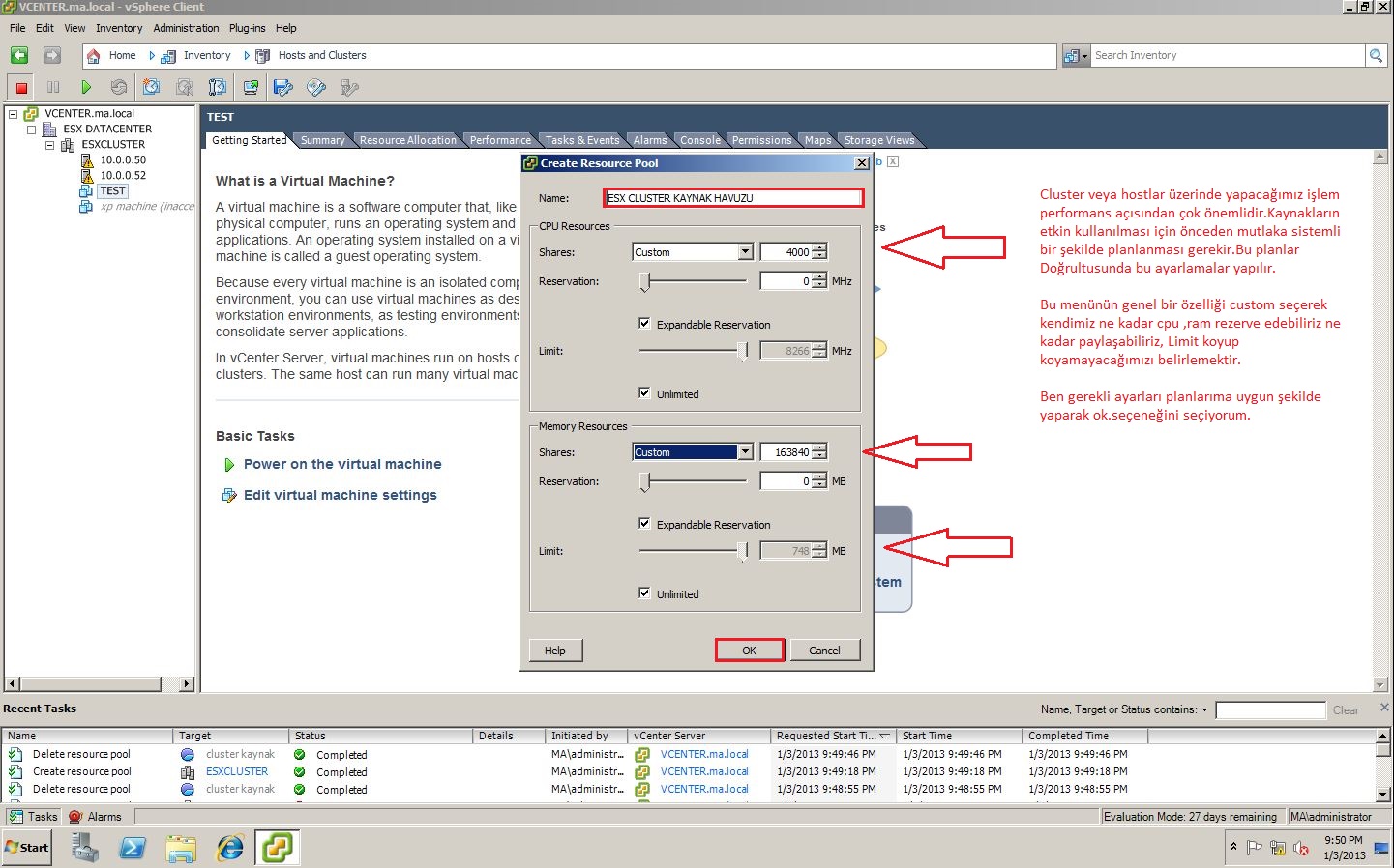 GitaristPolisin Bilgi İslemTecrubesi: Create Resource Pool on the ...