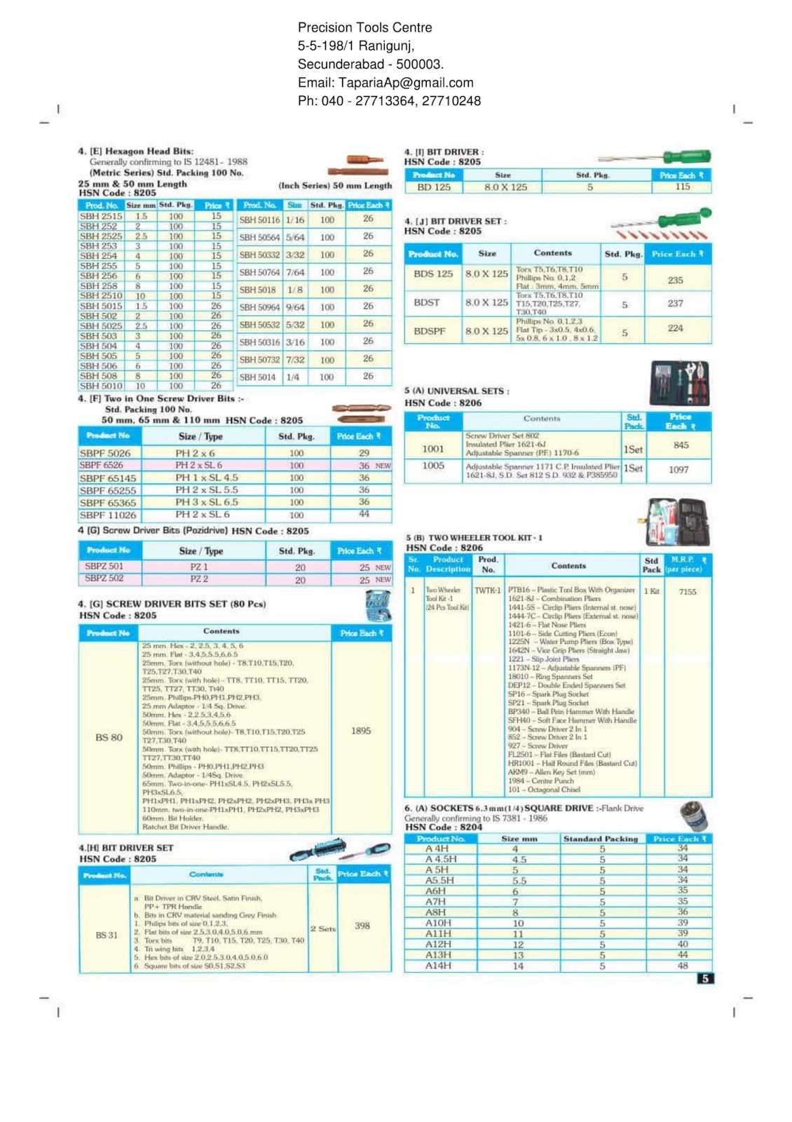 Taparia Tools Price List Catalogue