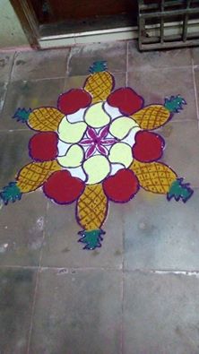 CHODAVARAMNET: COLORS DECORATED FRUITS RANGOLI DESIGNS