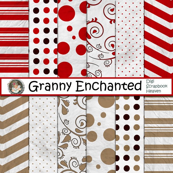 GRANNY ENCHANTED'S BLOG: Red and Tan Free Digital Scrapbook Paper Pack