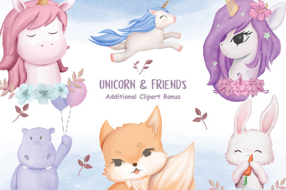 Unicorn and Friends + Clipart