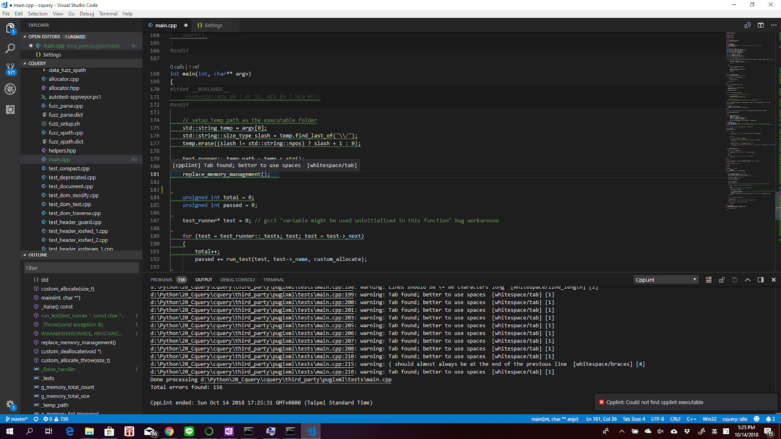 cpplint C/C++ google coding style 檢查分析軟體