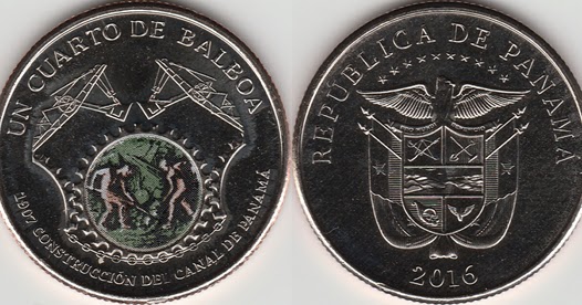 World Coin News: Panama quarter balboa 2016 - Construction of Panama Canal