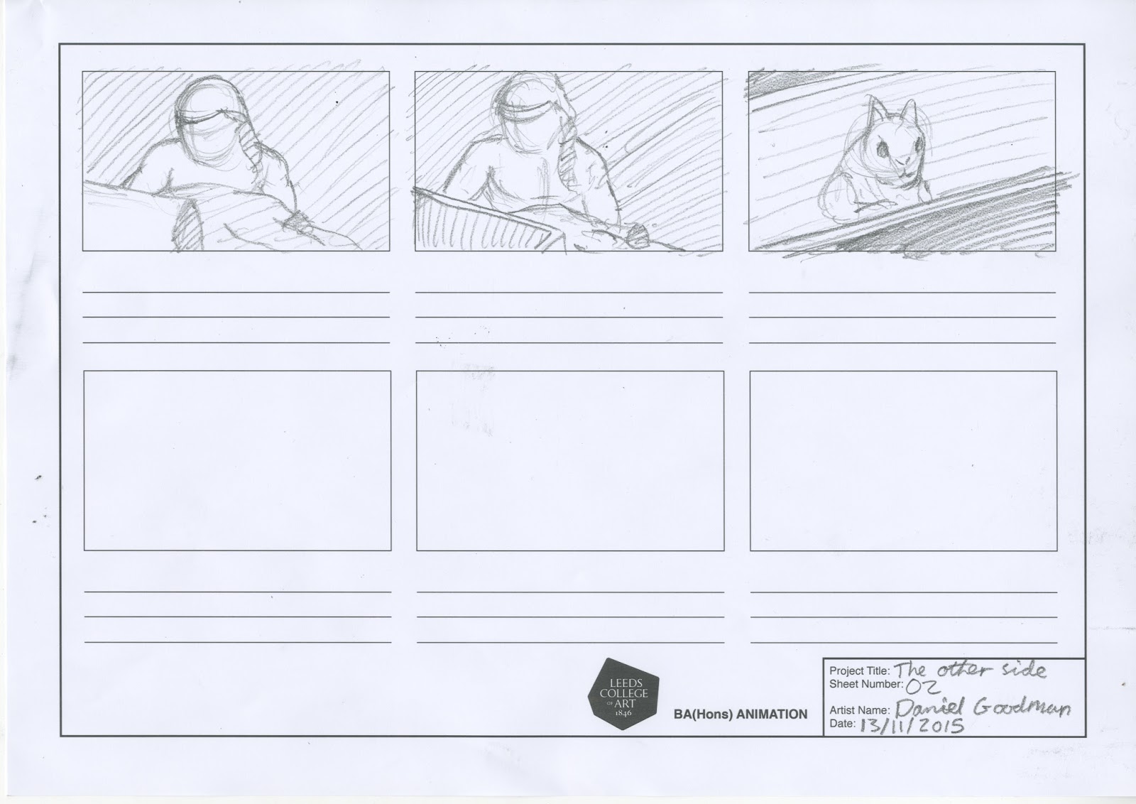 Animation - Studio Practice: The other side storyboards