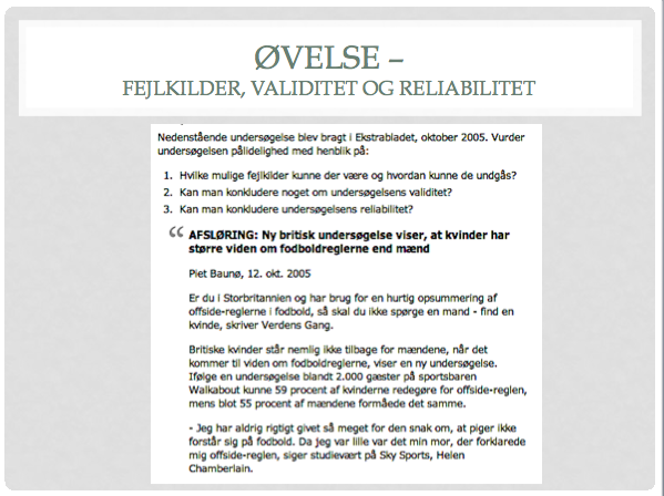 Tornbjerg 3f: Validitet og reliabilitet