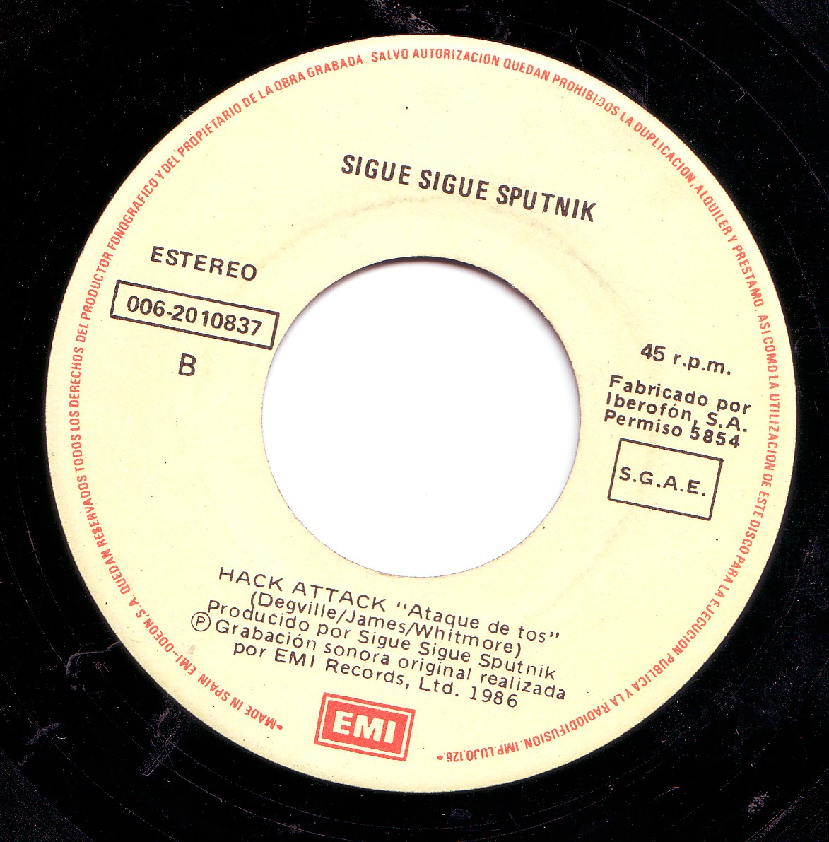 SPANISH BOMBS: Sigue sigue Sputnik -Love missile F1-11 7" 1986