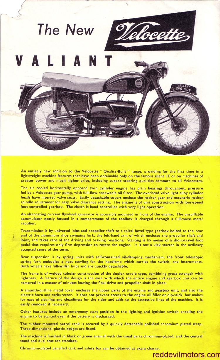 Red Devil Motors: Velocette Valiant 1957