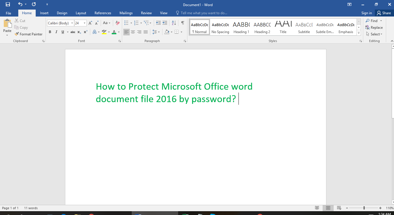 How to Protect your Microsoft Word 2016 document file by password ...
