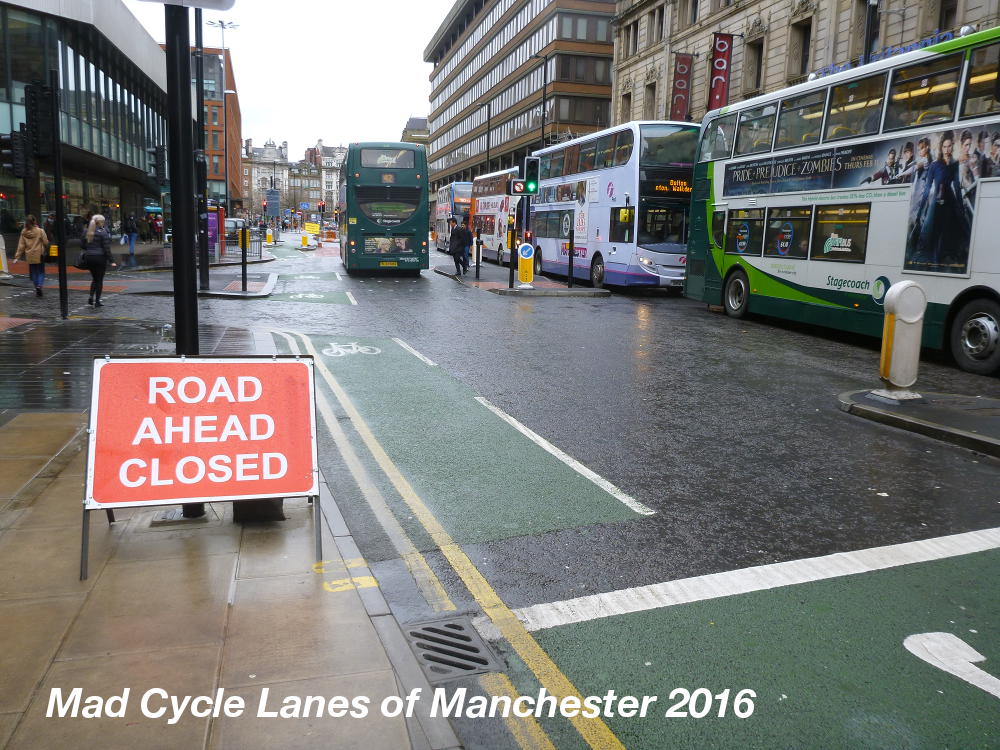 Mad Cycle Lanes of Manchester: The Cycle Route into a Bus Sandwich ...
