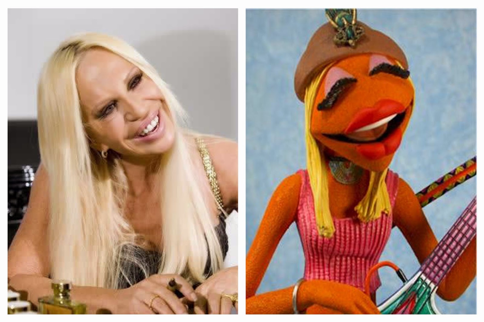Celebrity Cartoon Copy: Donatella Versace & Janice (from The Muppet Show)