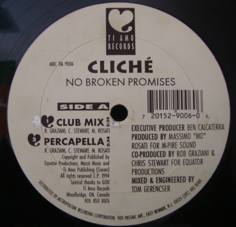.: Cliché ‎– No Broken Promises Ti Amo Records ‎– Vinyl, 12 Canada 1994 ...