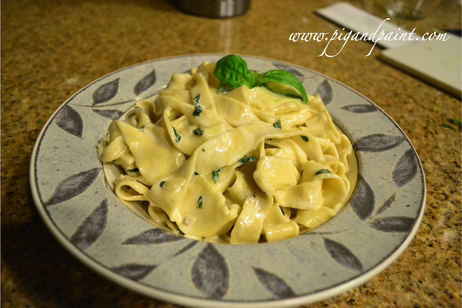 Hand Cut Pasta with a Basil Cream Sauce