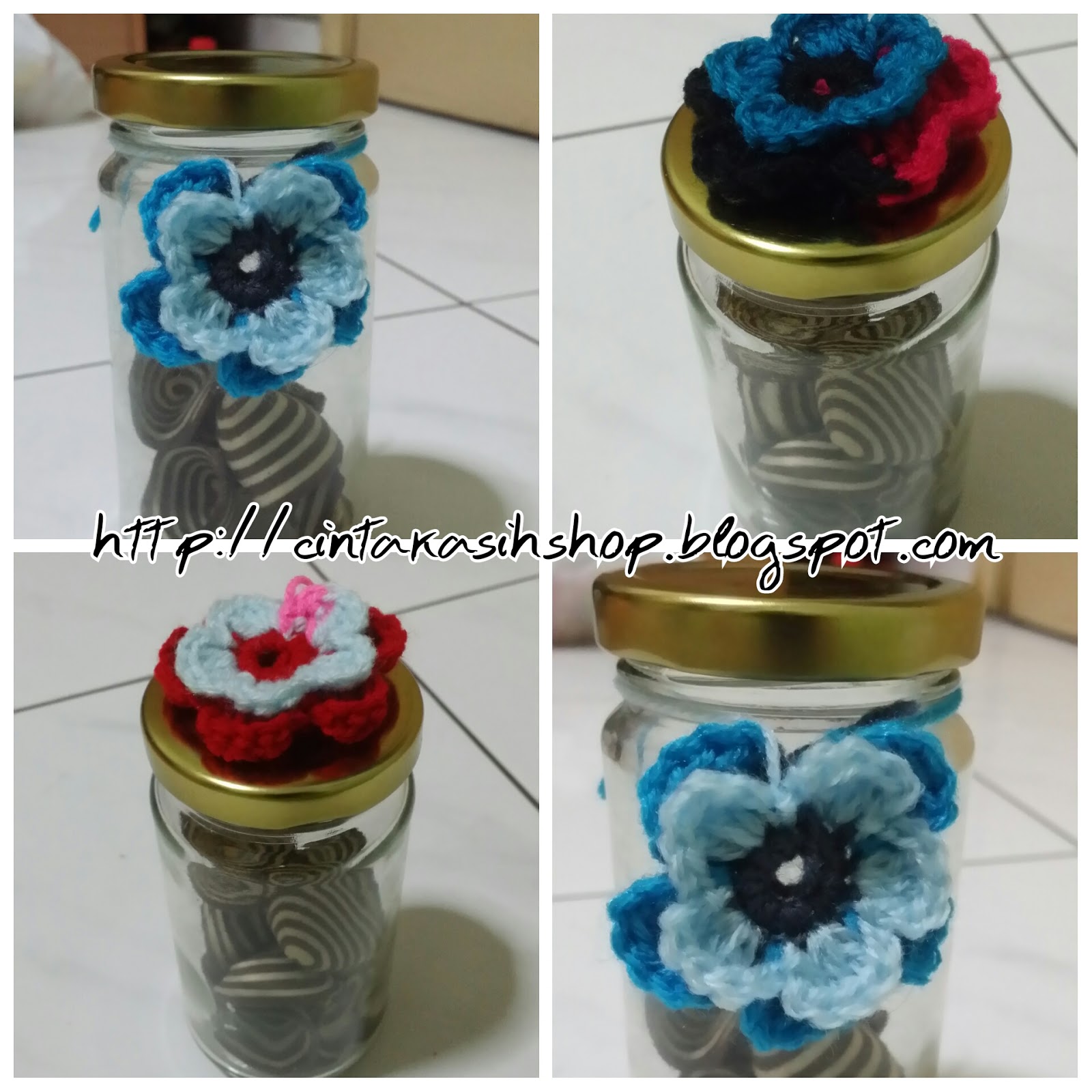 Cute!!!: Balang kaca with dekorasi daripada crochet...