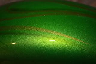 Online Motorcycle Paint Shop: Green and gold ghost flames