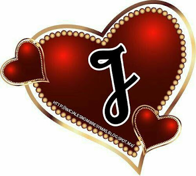 Iniciales Nombres y Más: Hermoso corazón rojo de la J a la R