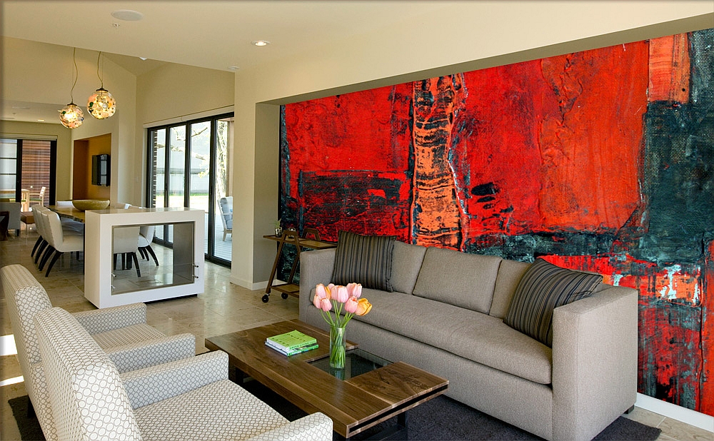 Art Wall Mural in Red