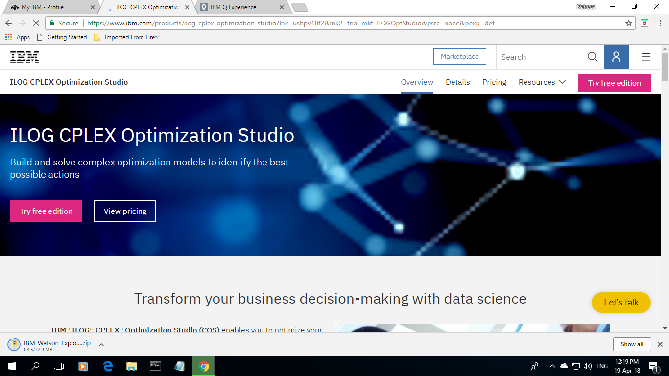 Naheez Thawfeeg's Blog: IBM® ILOG CPLEX® Optimization Studio Community Edition