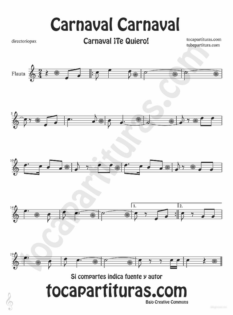 tubescore: Carnival Carnival sheet music for Flute and Recorder ...