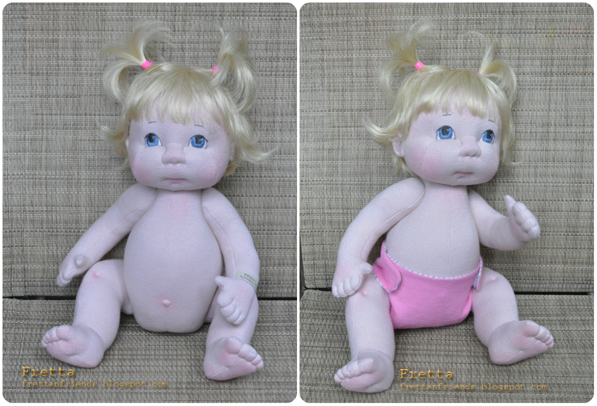 Fretta: Life size 48 cm / 19" Jointed Baby Doll. Blonde, Blue Eyes. All ...
