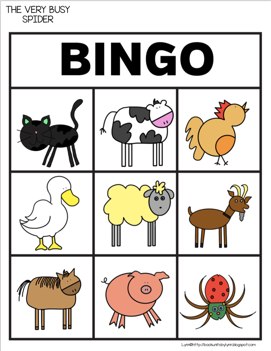 THE VERY BUSY SPIDER BINGO SET ~ Book Units by Lynn