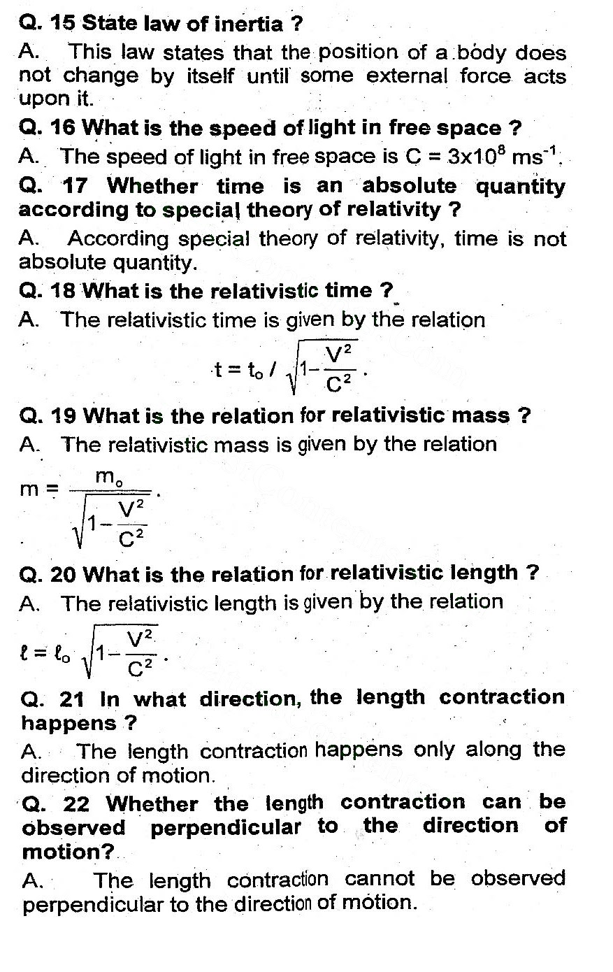 2nd Year Physics Chapter 19 Dawn of Modern Physics Short Questions ...