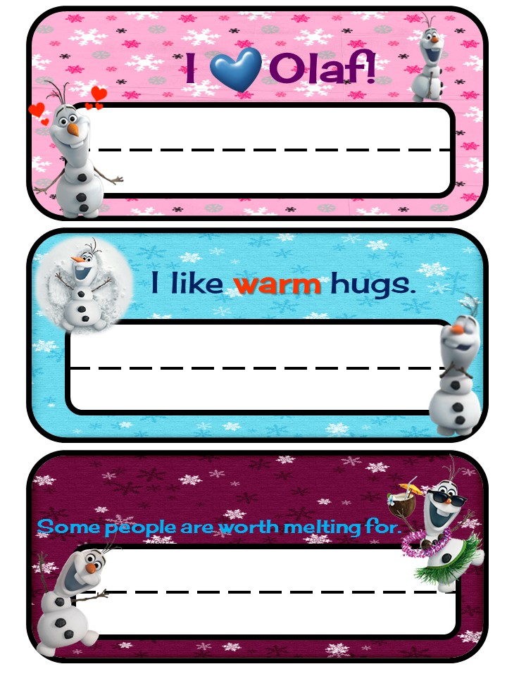 Educational Kismet : " We Heart Olaf" Frozen Inspired Name Slate
