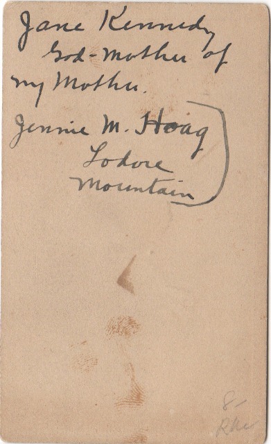 Family Photo Reunion: Jane Kennedy, God-mother of Jennie M. Hoag, 1860s