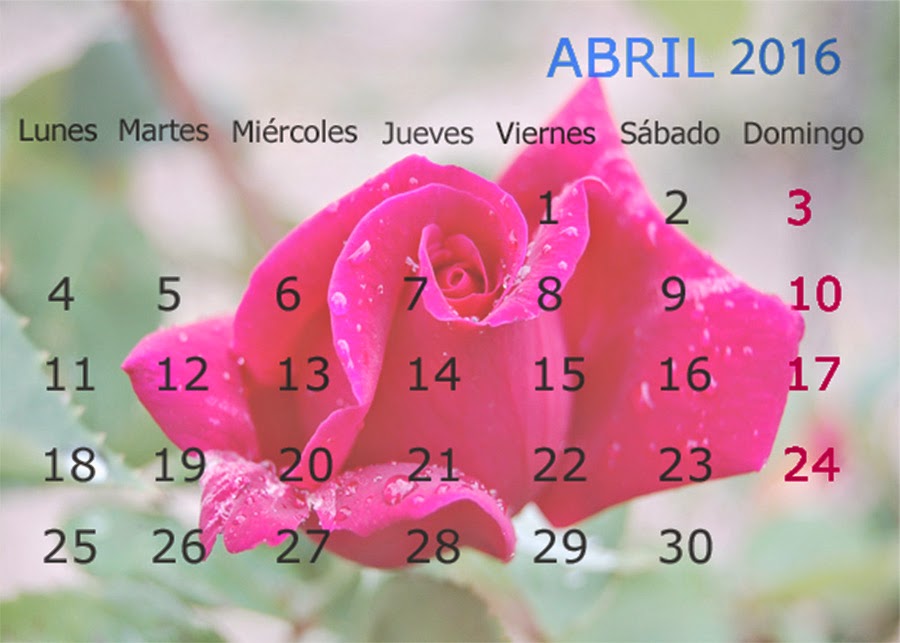 Julio x2: Calendario Abril 2016