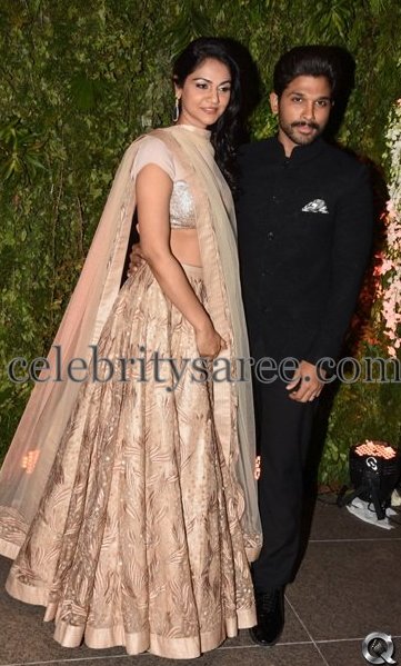 Sneha Reddy at Srija Wedding Reception - Saree Blouse Patterns