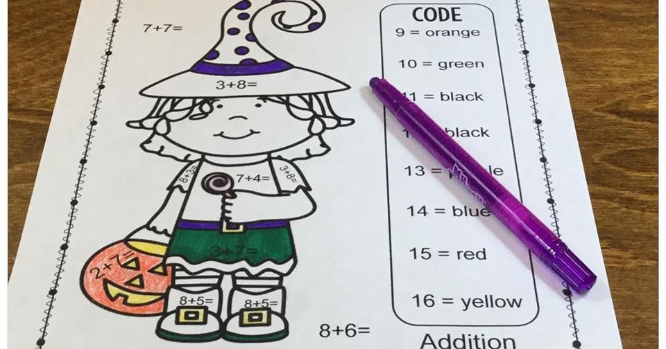 Color By Numbers Halloween Costumed Kids Addition and Subtraction ...