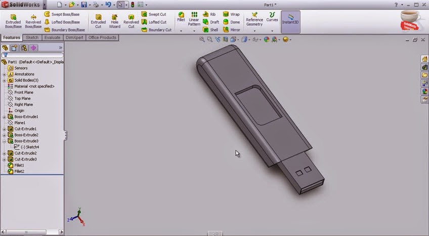 How to create USB Memory Easy Modelling in SolidWorks TUTORIAL - SolidWorks Share