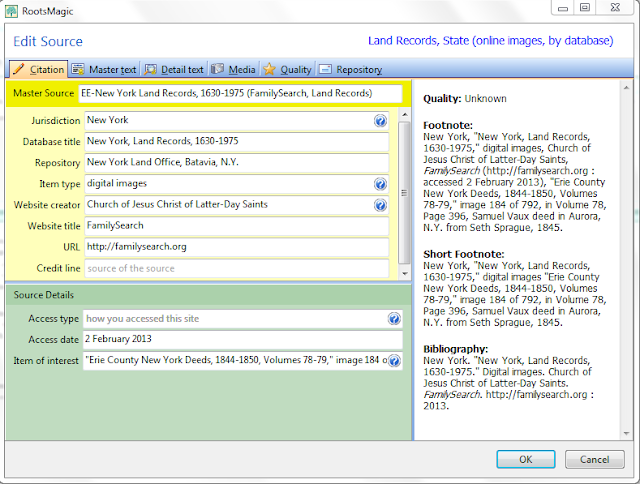 Genea-Musings: Creating the Land Record Source Citation in RootsMagic 6