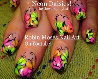 Nail Art by Robin Moses: Neon Flower Nail art to Brighten up your day ...