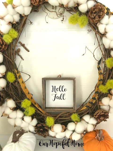 Our Hopeful Home: DIY Fall-Inspired Rustic Cotton Boll Wreath