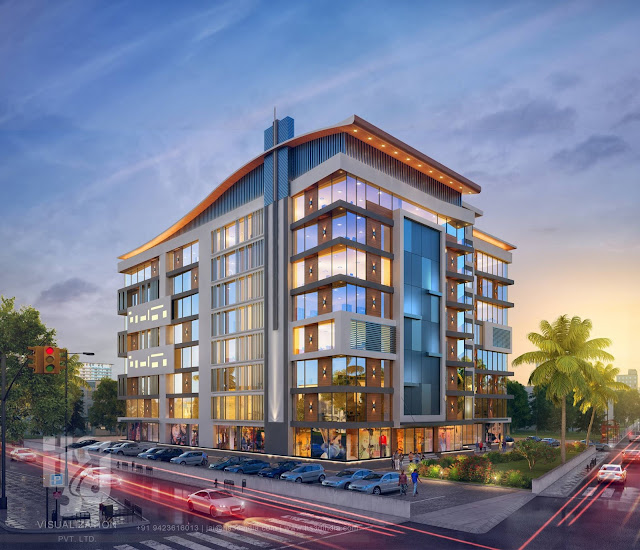 3D RENDERINGS OF MULTI-USE COMMERCIAL BUILDINGS