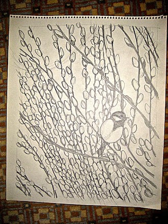 "Raven's Night" Raven Series (a pyrographic painting)