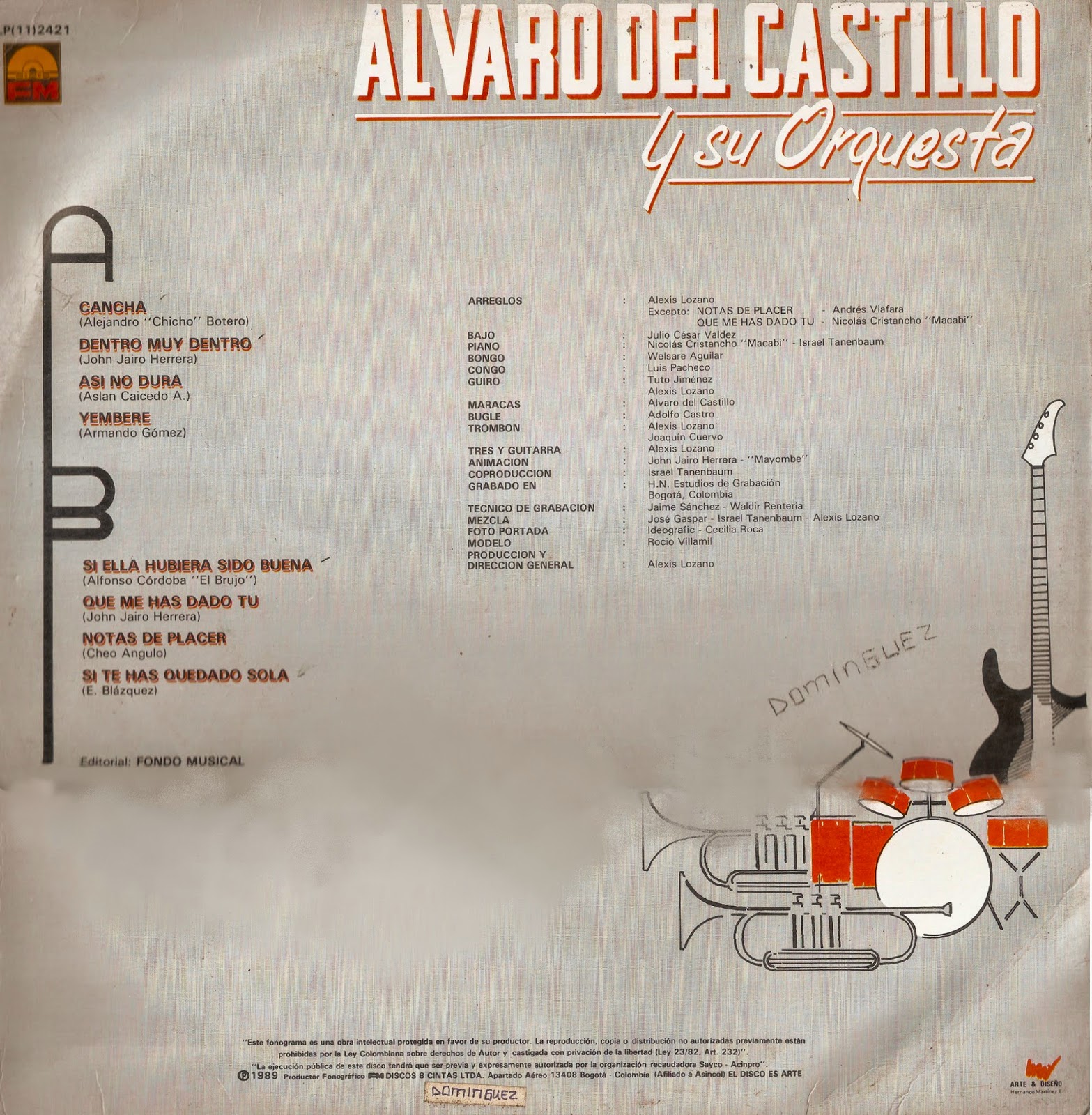 MELODIAS DE COLOMBIA: ALVARO DEL CASTILLO Y SU ORQUESTA 1989