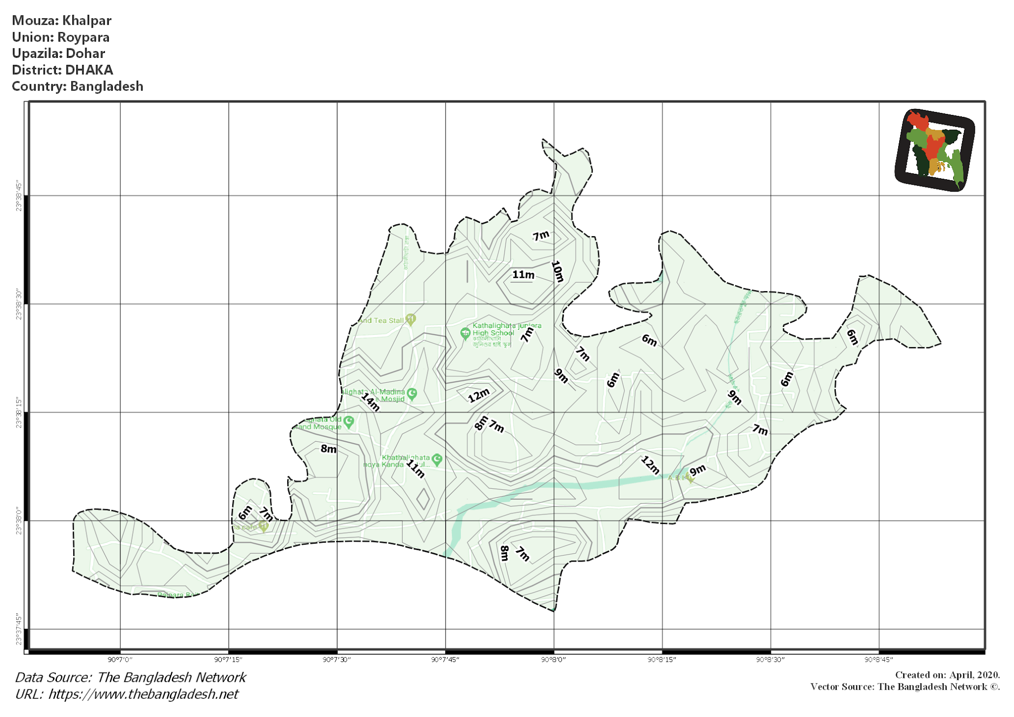 Map of Khalpar Mouza, Dohar, Dhaka