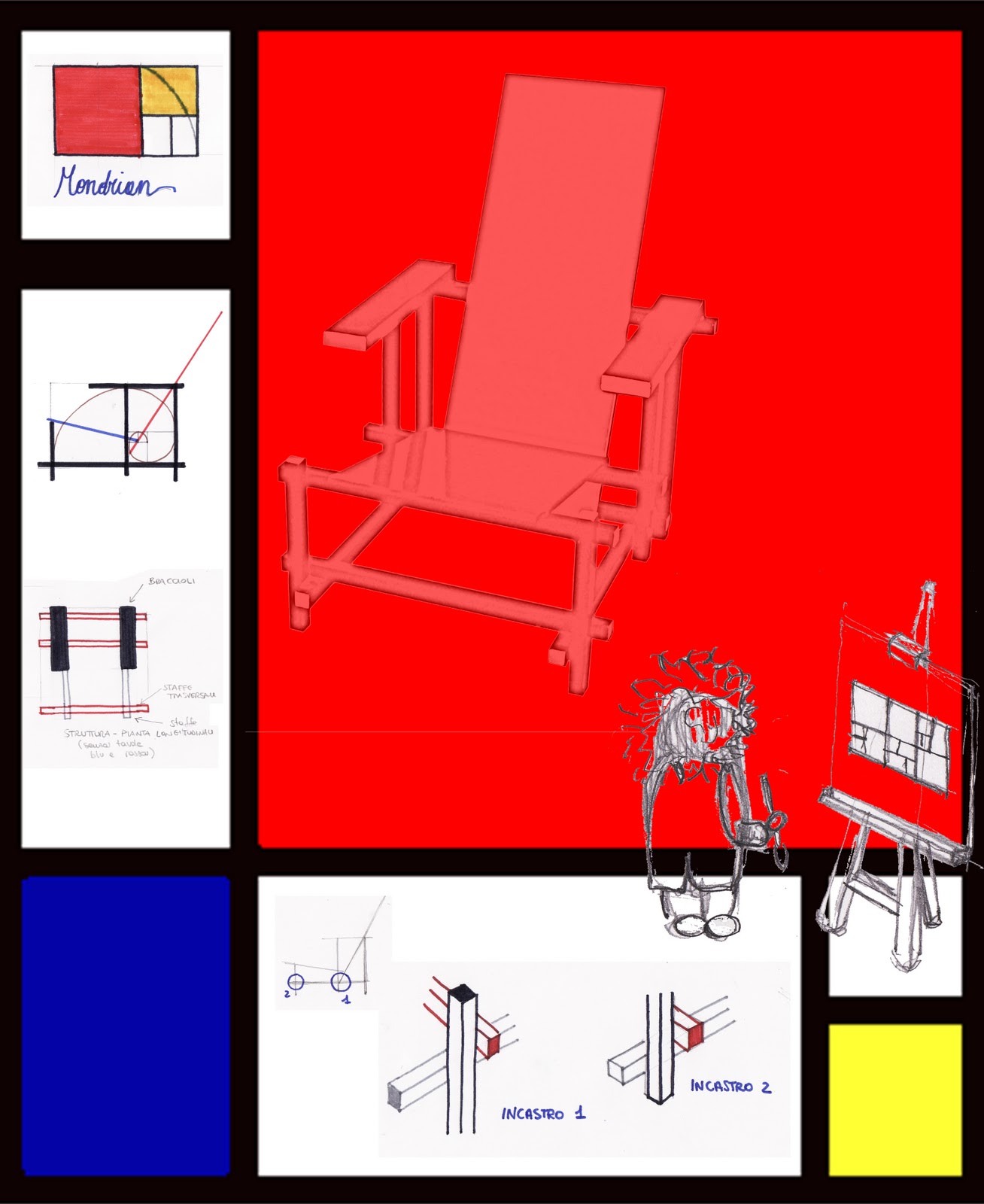 CECILIA POLIDORI TWICE DESIGN: Red and Blue Chair