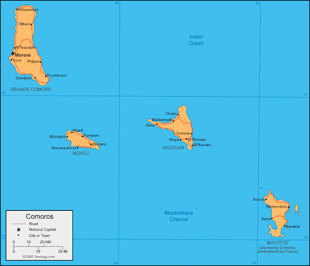 COMOROS ISLANDS - GEOGRAPHICAL MAPS OF COMOROS ISLANDS ~ Klima Naturali™