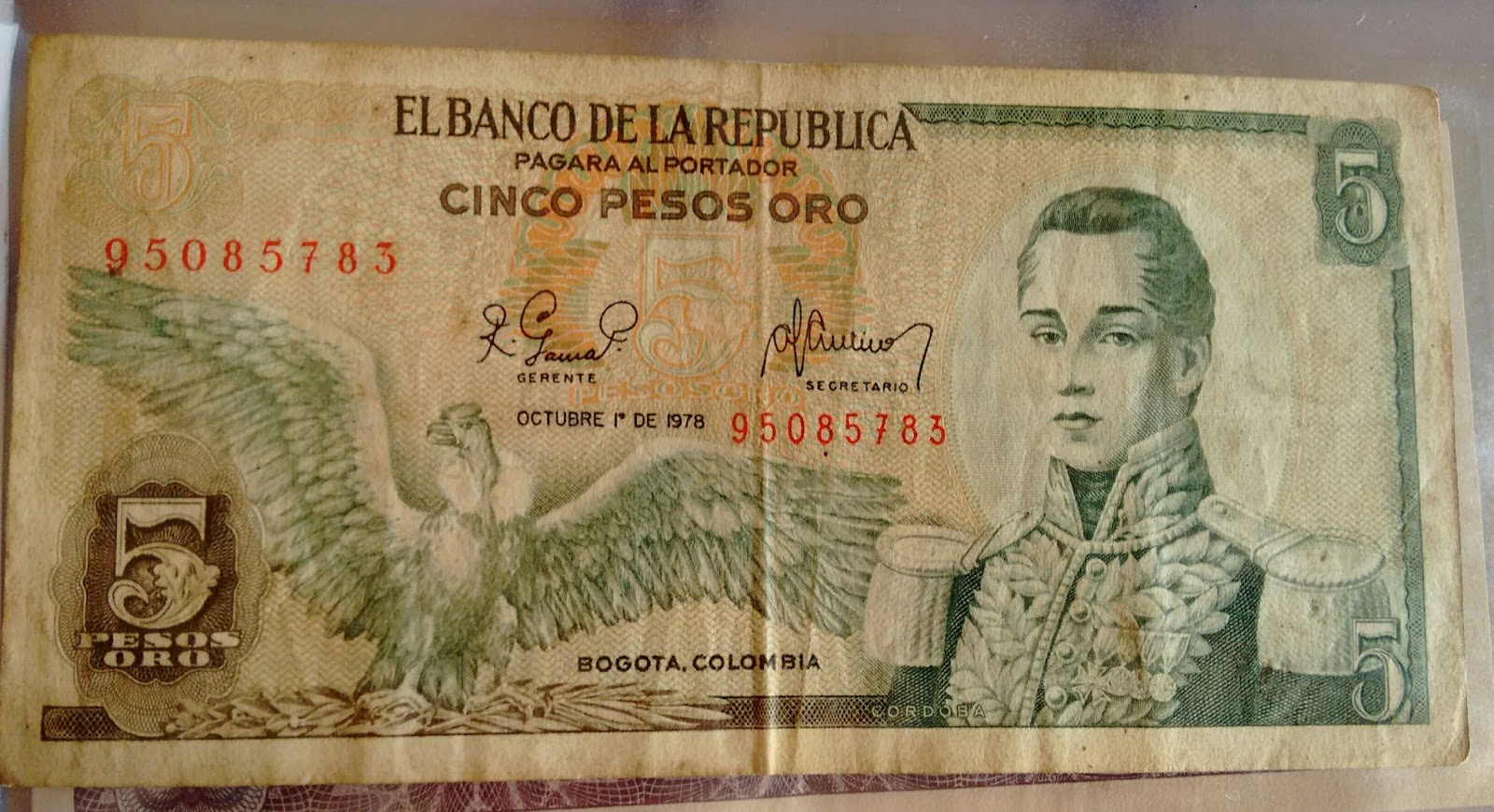 Coleccion de billetes y monedas (numismatica): 5 Pesos Oro Colombia ...
