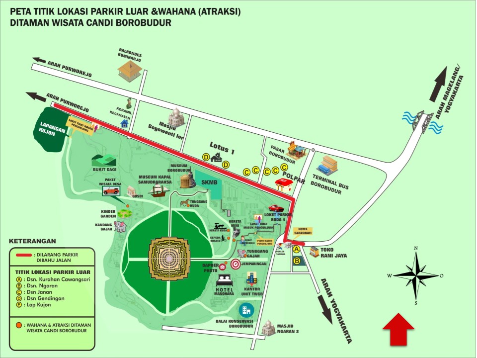 Arus lalu Lintas Masuk Candi Borobudur Satu Arah - Wisata Magelang
