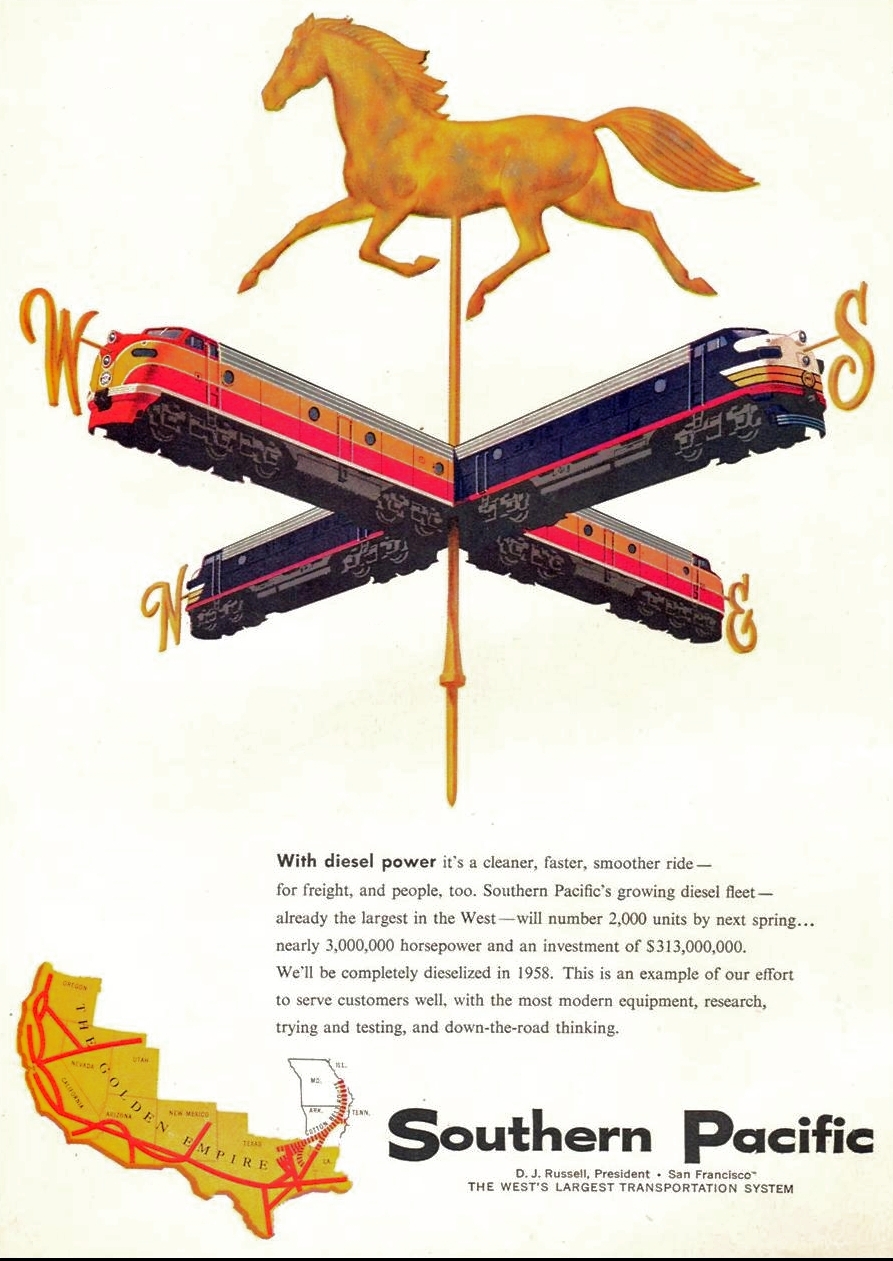 transpress nz: Southern Pacific F units, 1956