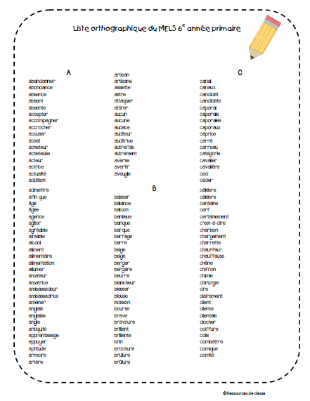 Ressources de classe: La "fameuse" liste orthographique du MELS est ...