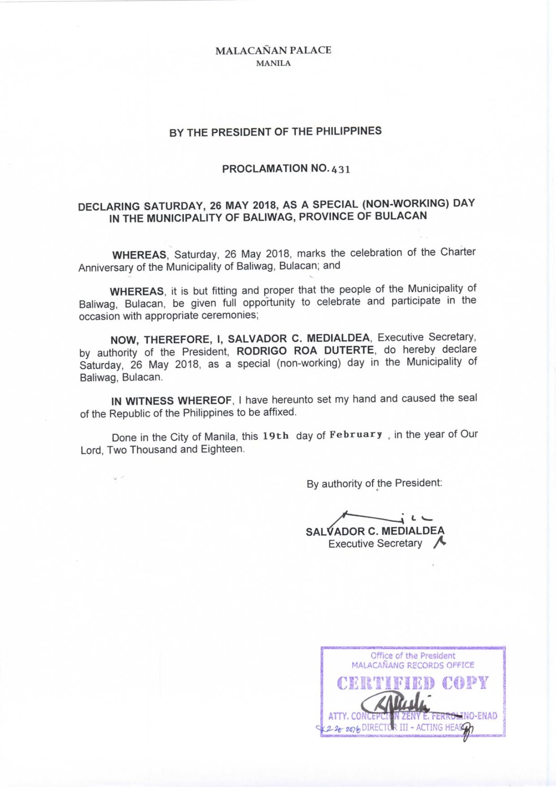 Philippine Holidays: Special (Non-Working) Day in Baliwag, Bulacan on ...