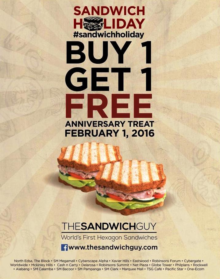 Manila Shopper: The Sandwich Guy Anniversary Buy1 Get1 Sandwich Holiday ...