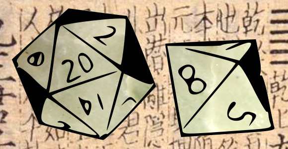 Two dice (1d20+1d8) ~ Casting I Ching Hexagrams