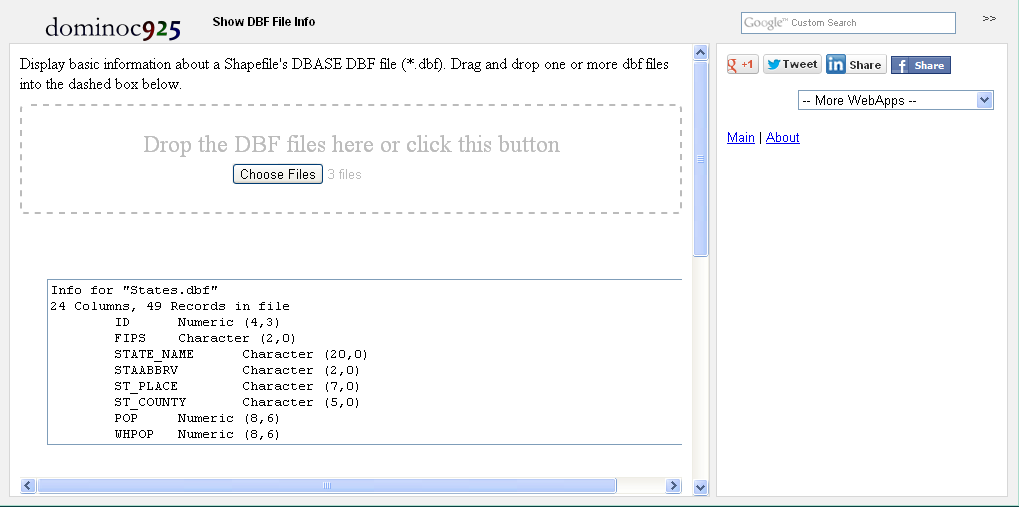 Dominoc925 Webapp To Show Dbase Dbf File Information