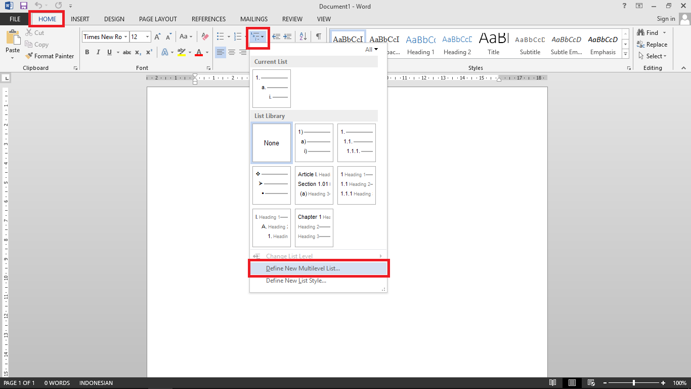 Cara Membuat Penomoran (Bab, Sub Bab) - RumahSolusi