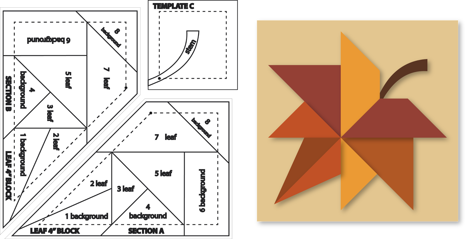 Needles 'n' Knowledge: Autumn Leaf Foundation Pieced Block Tutorial